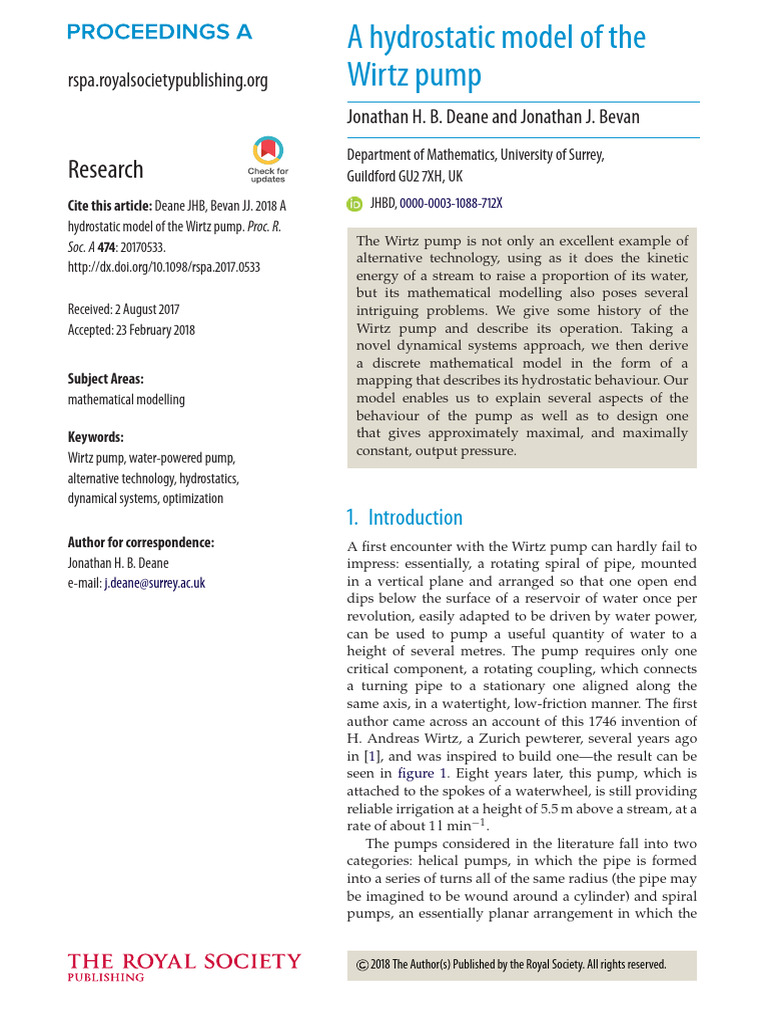 A-hydrostatic-model-of-the-Wirtz-pump. | PDF | Pressure Measurement | Pump