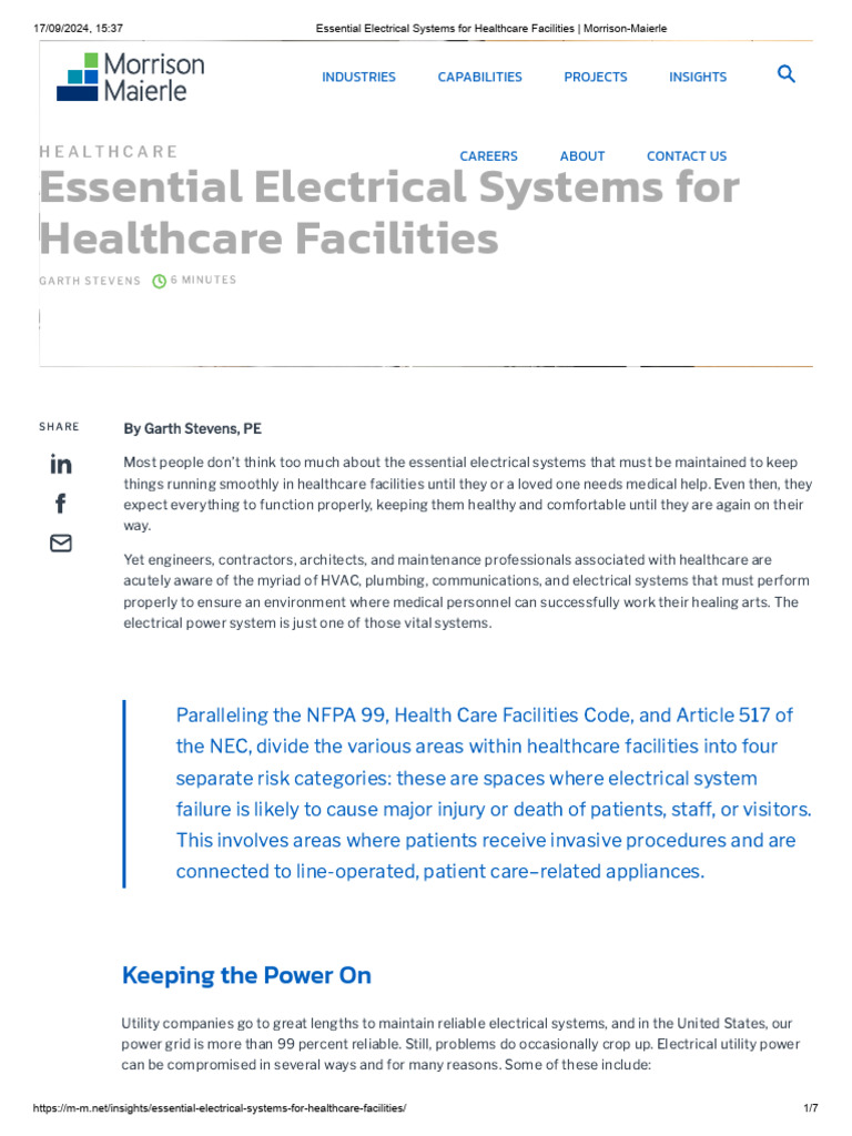 Essential Electrical Systems for Healthcare Facilities _ Morrison ...