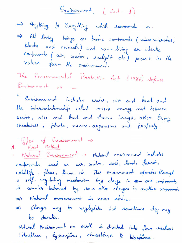 Unit 1 Environment and Ecology | PDF