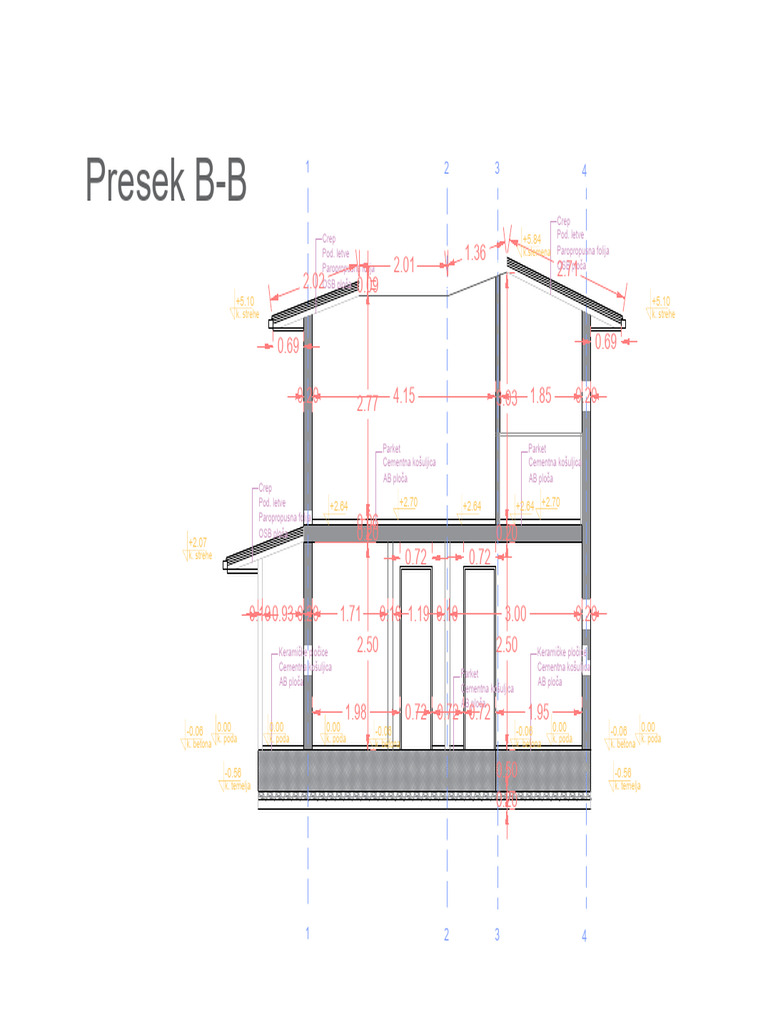 Presek B-B: K.slemena | PDF