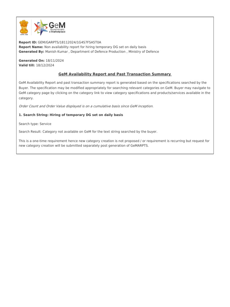 GEM Availability Report | PDF