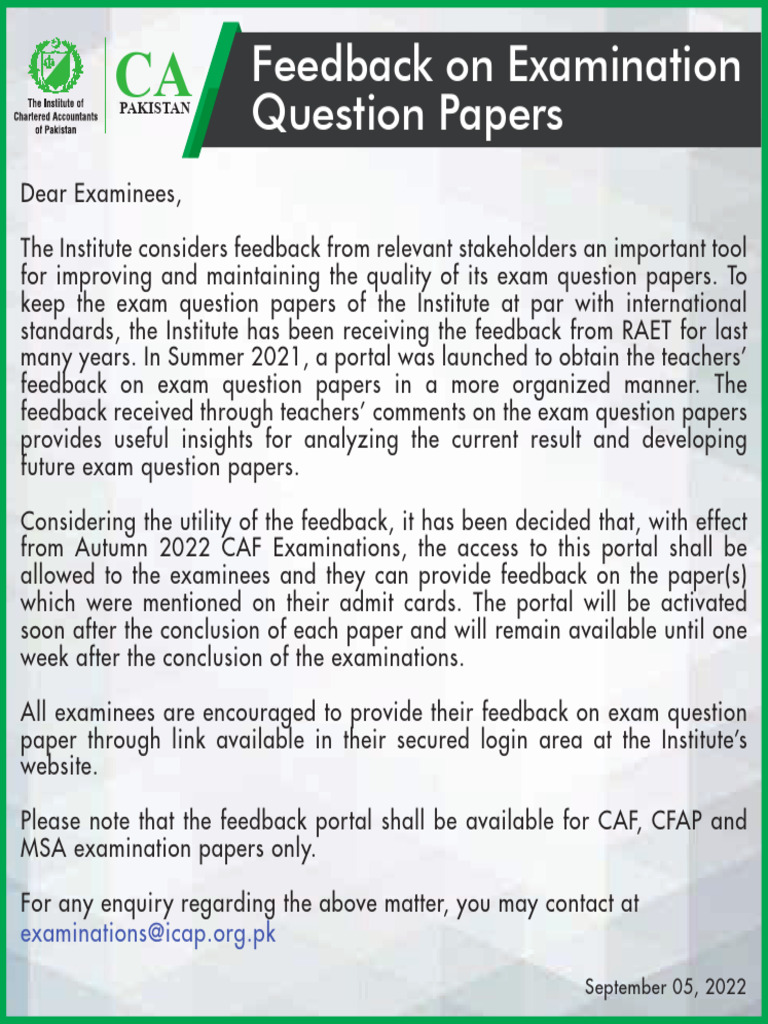 Feedback Portal for Exam Papers | PDF
