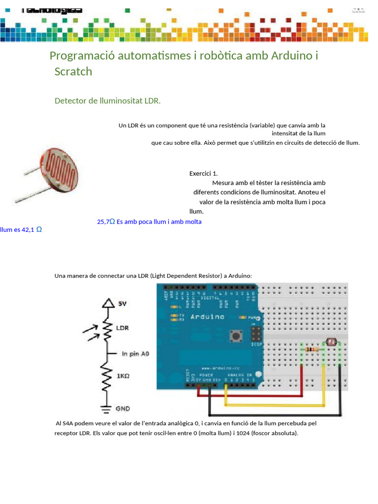 Practiques Arduino LDR | PDF