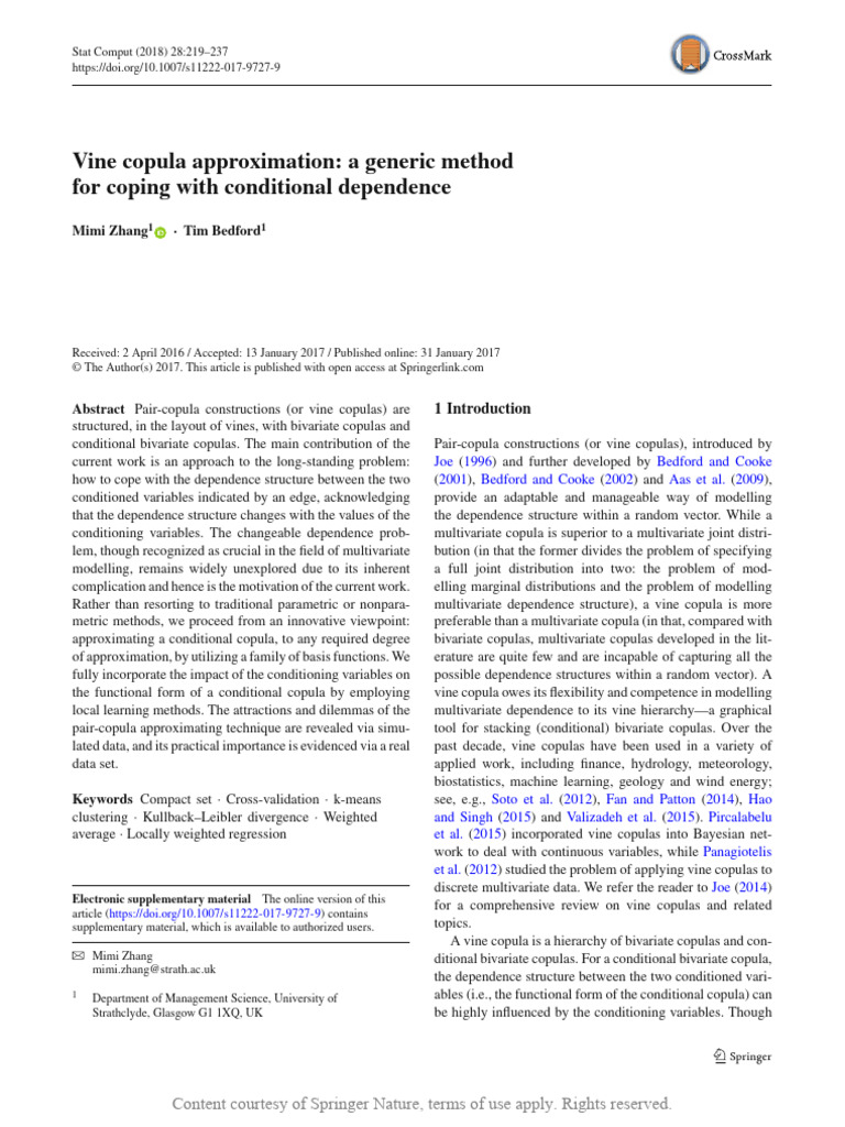 Vine Copula Approximation a Generic Method for Cop | PDF | Linear Regression | Function ...