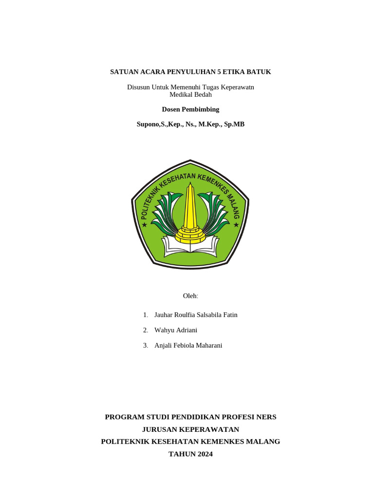 Sap Etika Batuk Igd Karsa | PDF