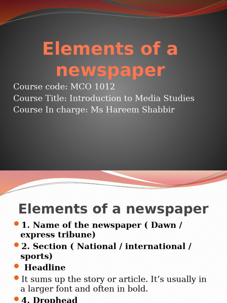 Elements of A Newspaper | PDF