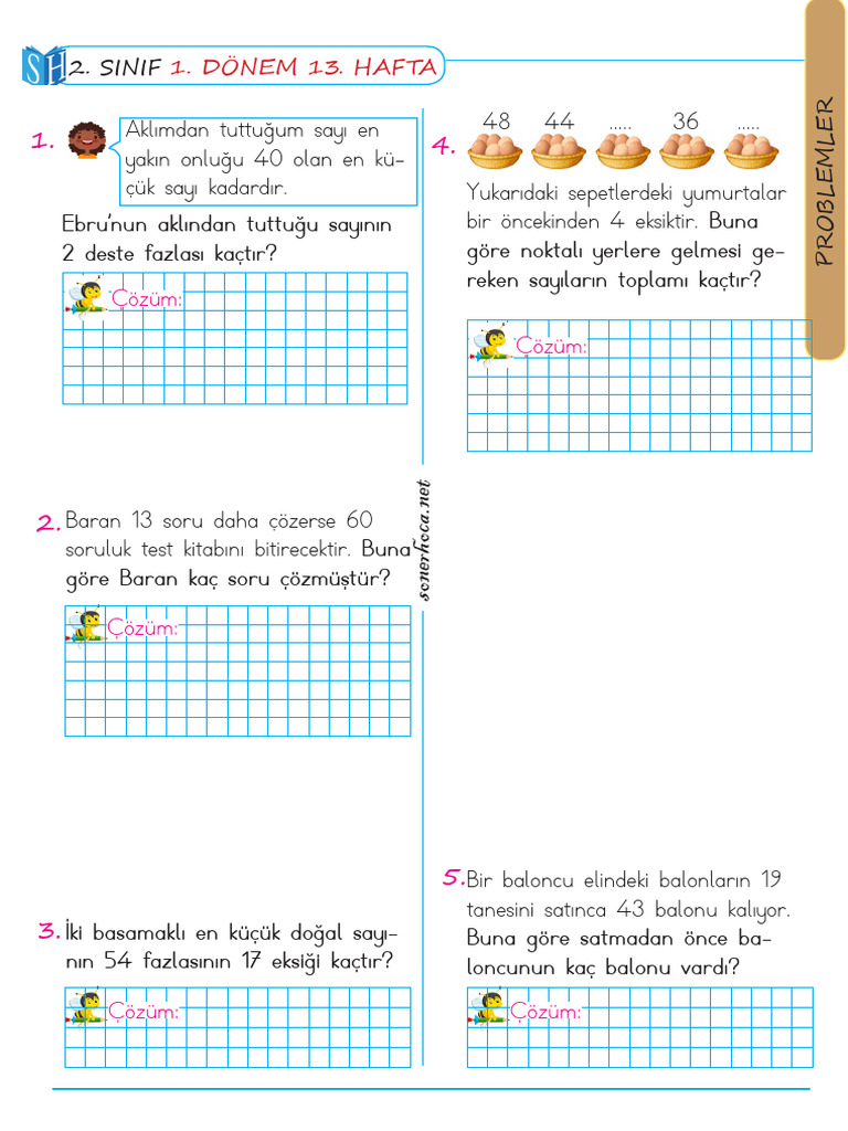 Sinif Haftalik Problemler 1. Donem 13. Hafta | PDF