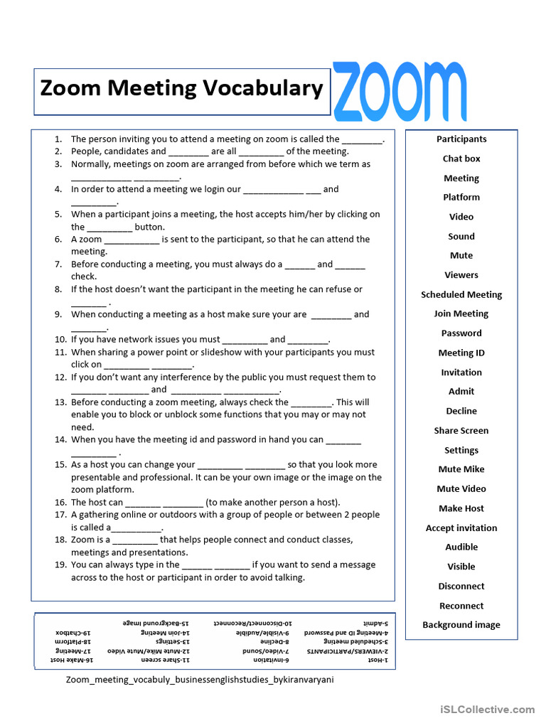 ZOOM VOCABULARY | PDF | Software | Computing