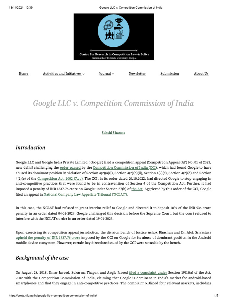 Google Appeals CCI's Dominance Ruling | PDF | Mobile App | Android ...