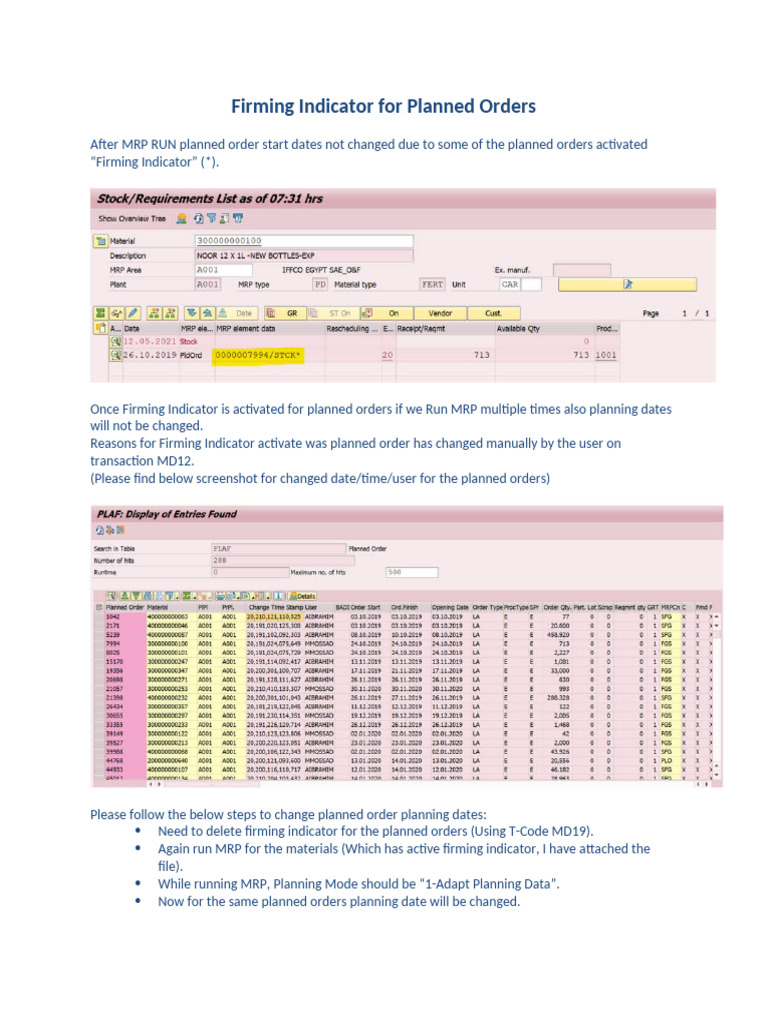 KBA_SAP_PPQM_03_Firming Indicator for Planned Orders | PDF