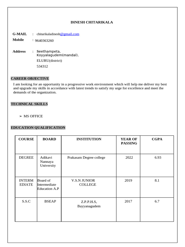 Dinesh Resume | PDF