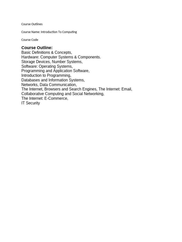 ITC Course Outlines | PDF