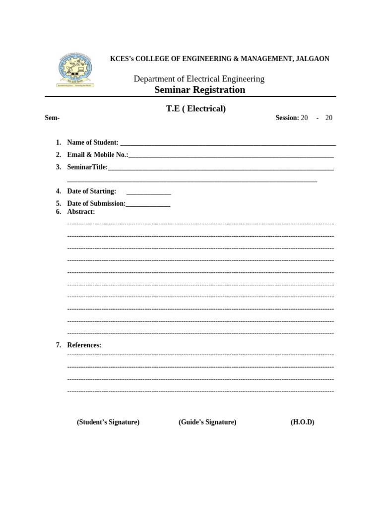 Seminar Reg Format | PDF