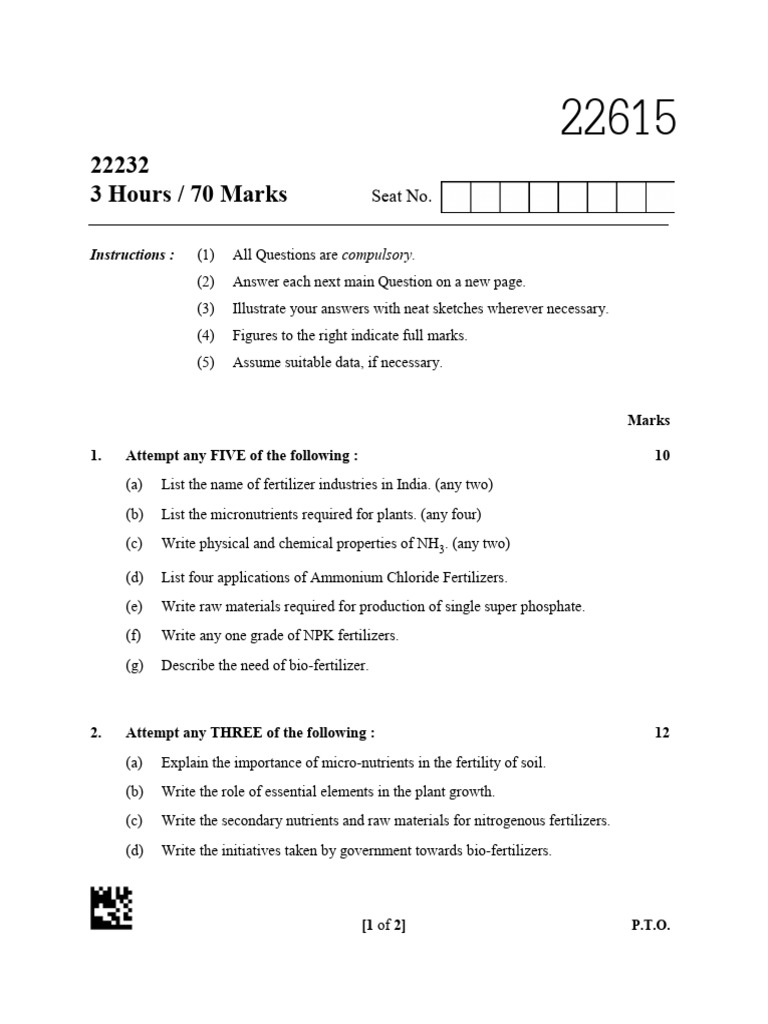 2023 Summer Question Paper (Msbte Study Resources) | PDF | Fertilizer ...