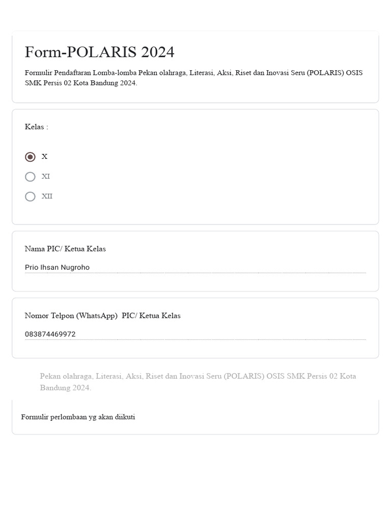 Form Polaris 2024 | PDF