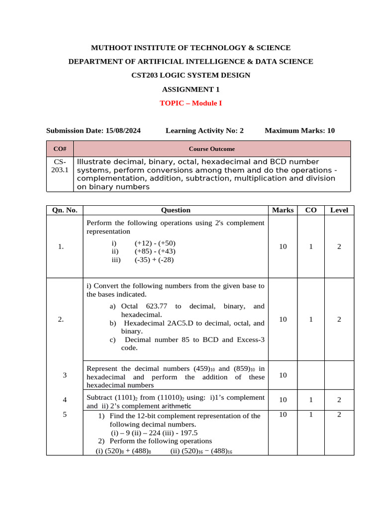 8 11 224 56876 Assignment1 | PDF | Binary Coded Decimal | Numbers