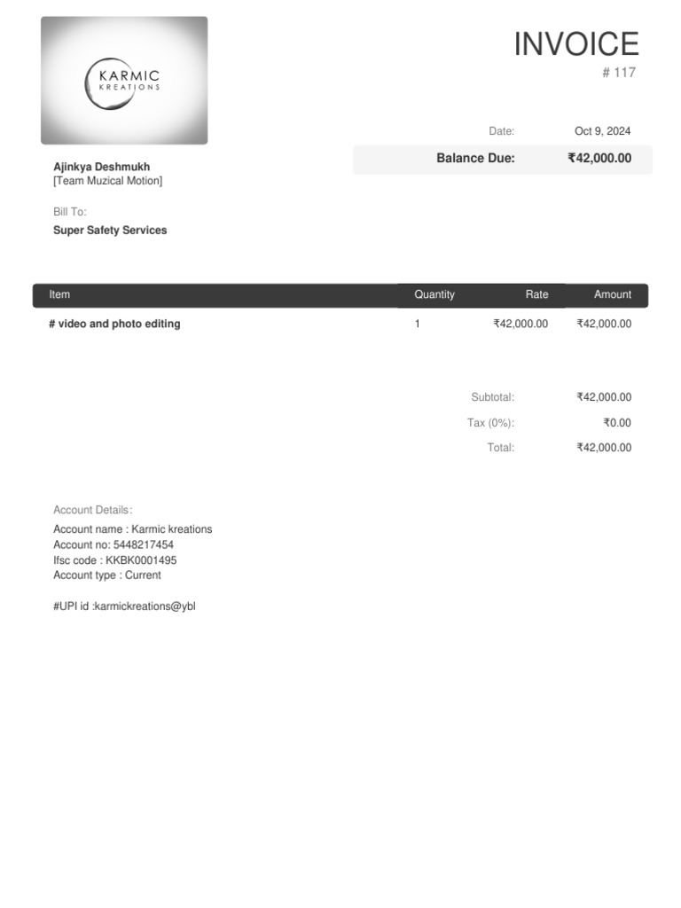 Invoice 117 Pdf