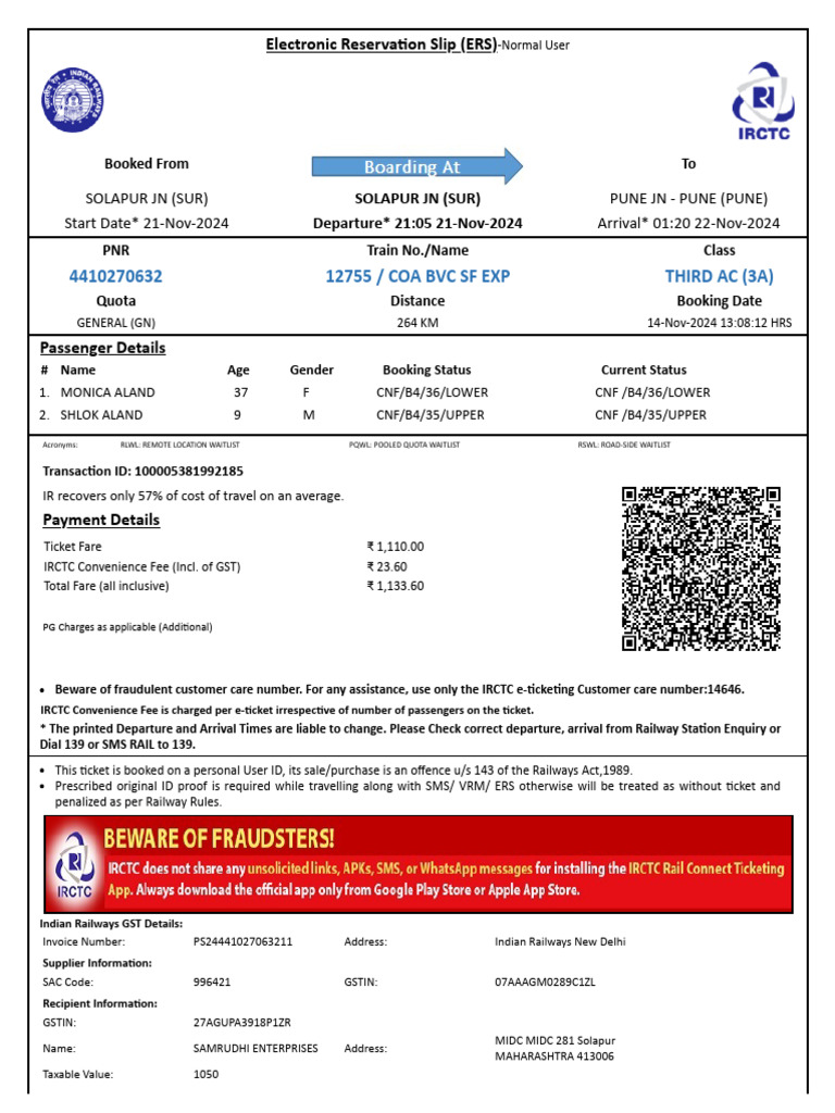 SUR TO PUNE | PDF | Identity Document | Payments