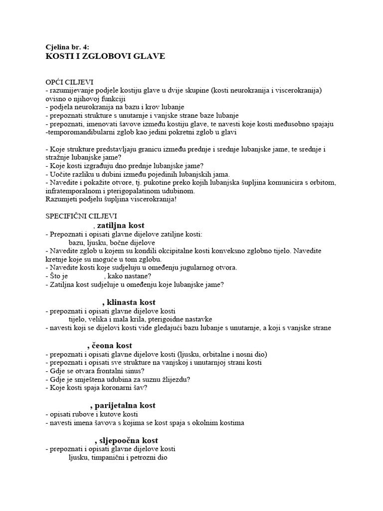 C-4 Kosti I Zglobovi Glave | PDF