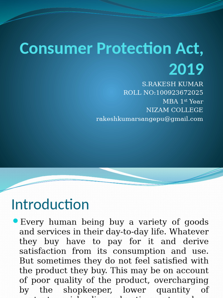 CONSUMERPROTECTIONACT-RAKESH PPT | PDF | Consumer Protection | Goods