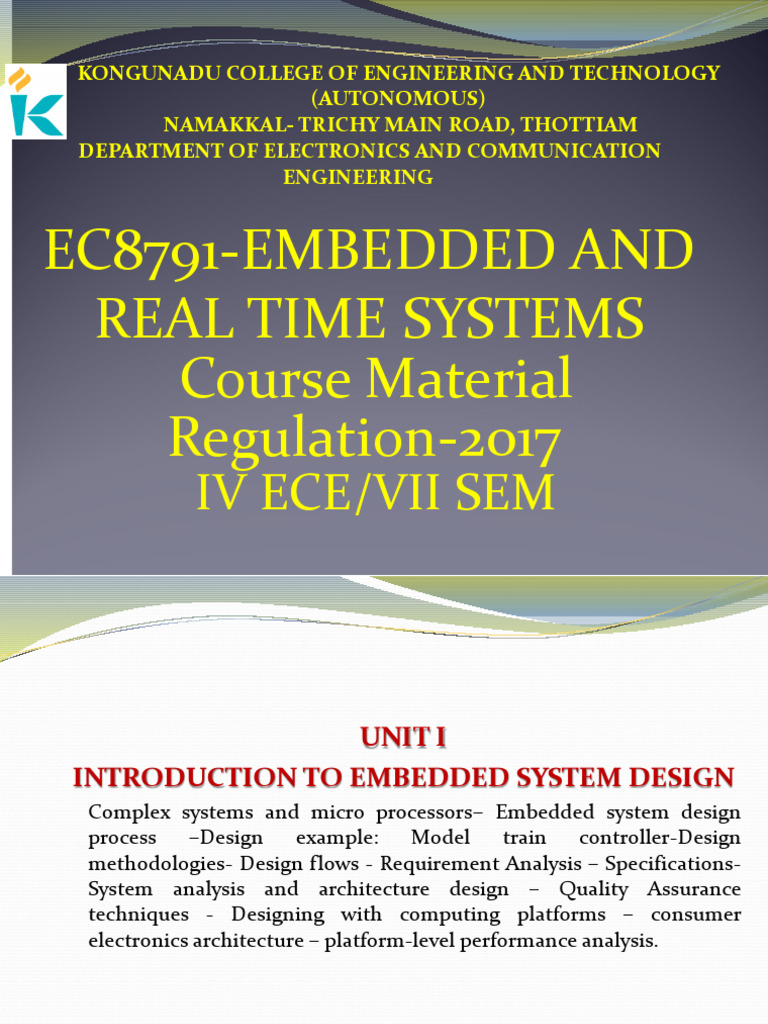 Erts Course Material | PDF | Class (Computer Programming) | Embedded System