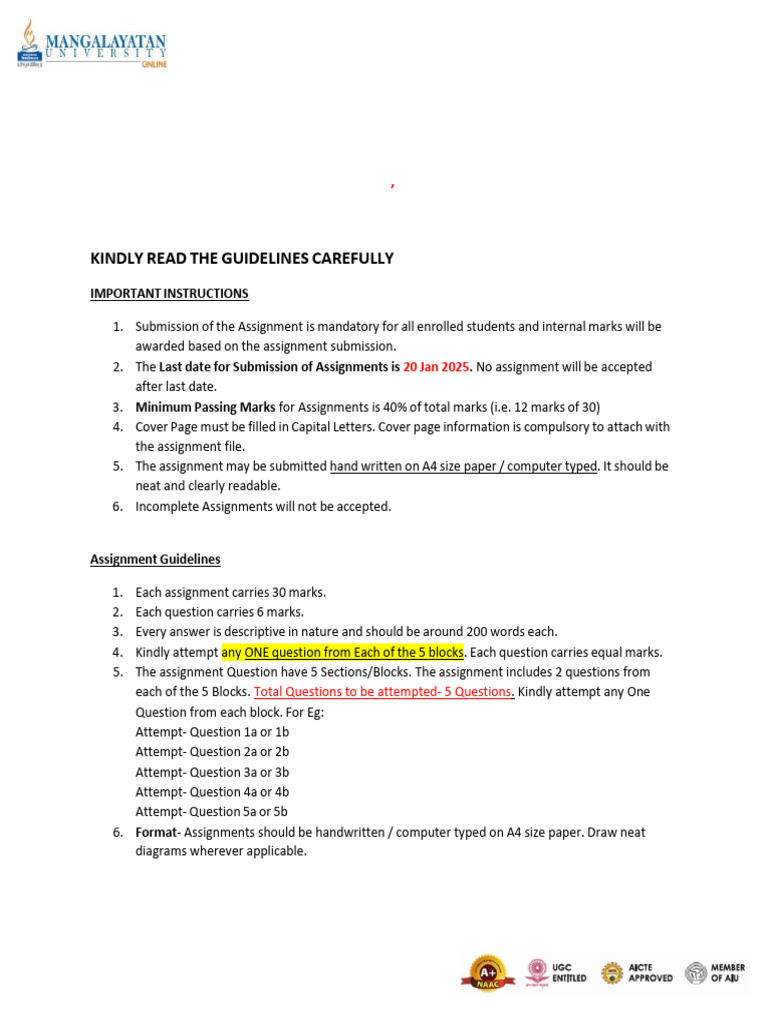 Assignment Guidelines-July'24 Session (Sem-2,3) | PDF | Computing