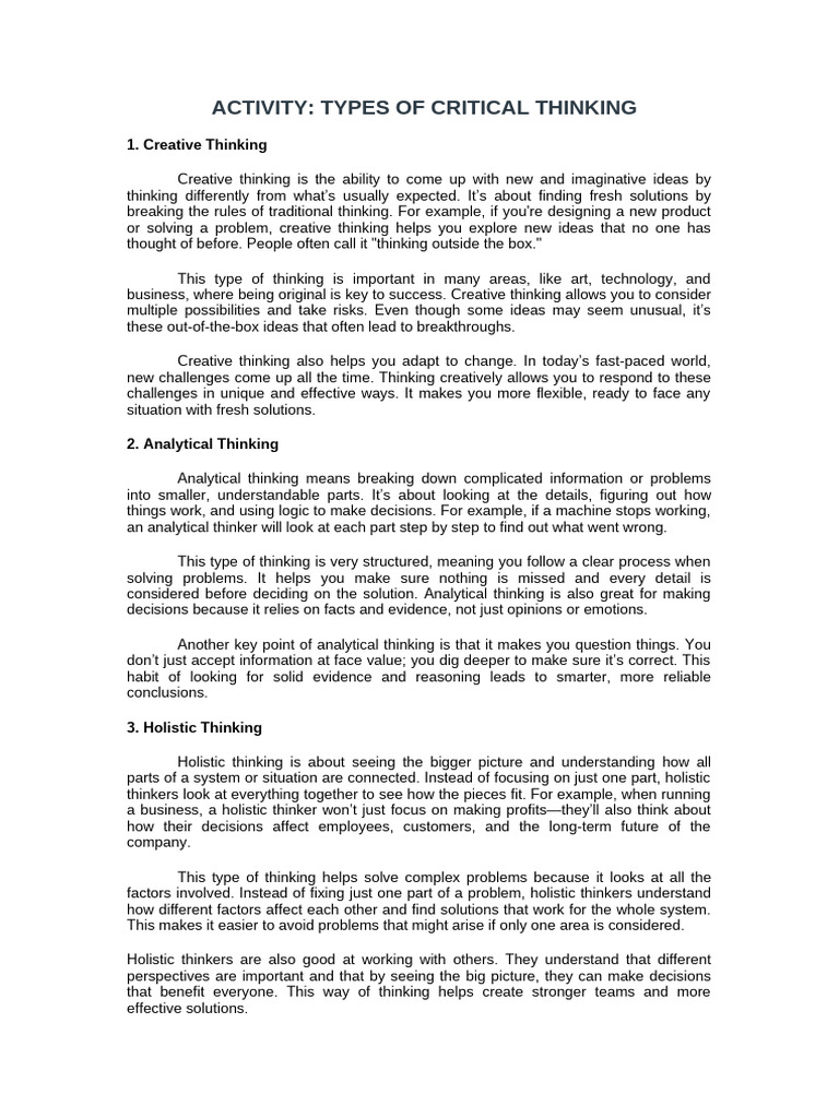 VERITASACTIVITY | PDF | Thought | Creativity