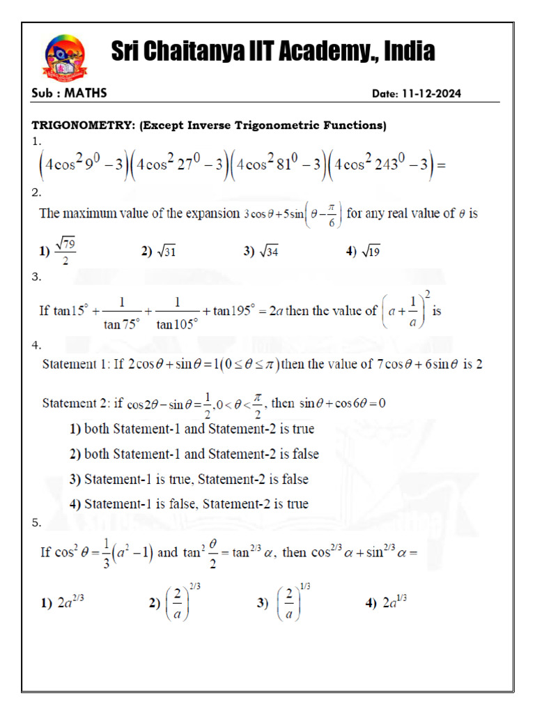 SR - RPTM - Maths - Assignment | PDF
