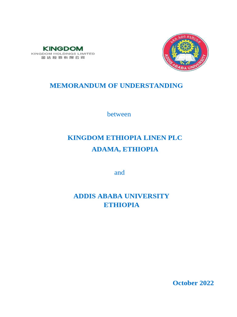 AAU MoU Kingdom Final | PDF | Ethiopia | Negotiation