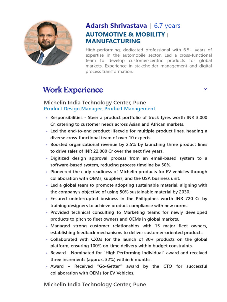 Adarsh Shrivastava - Automotive - Manufacturing | PDF | Product Lifecycle | Business