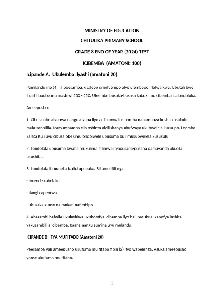 icibemba G8 test | PDF