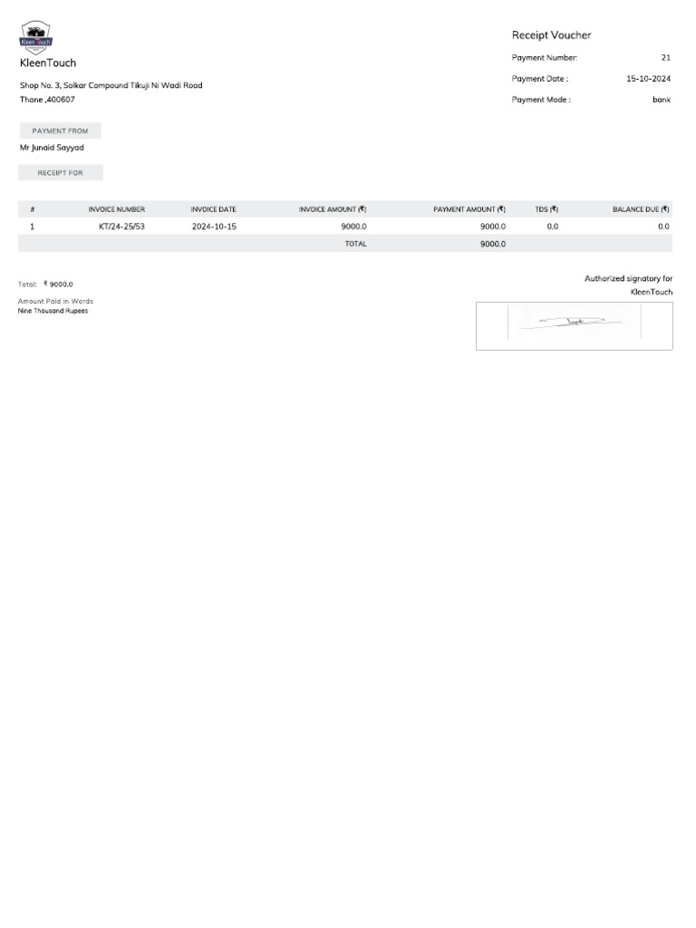 MR Junaid Sayyad - Receipt - 21 | PDF