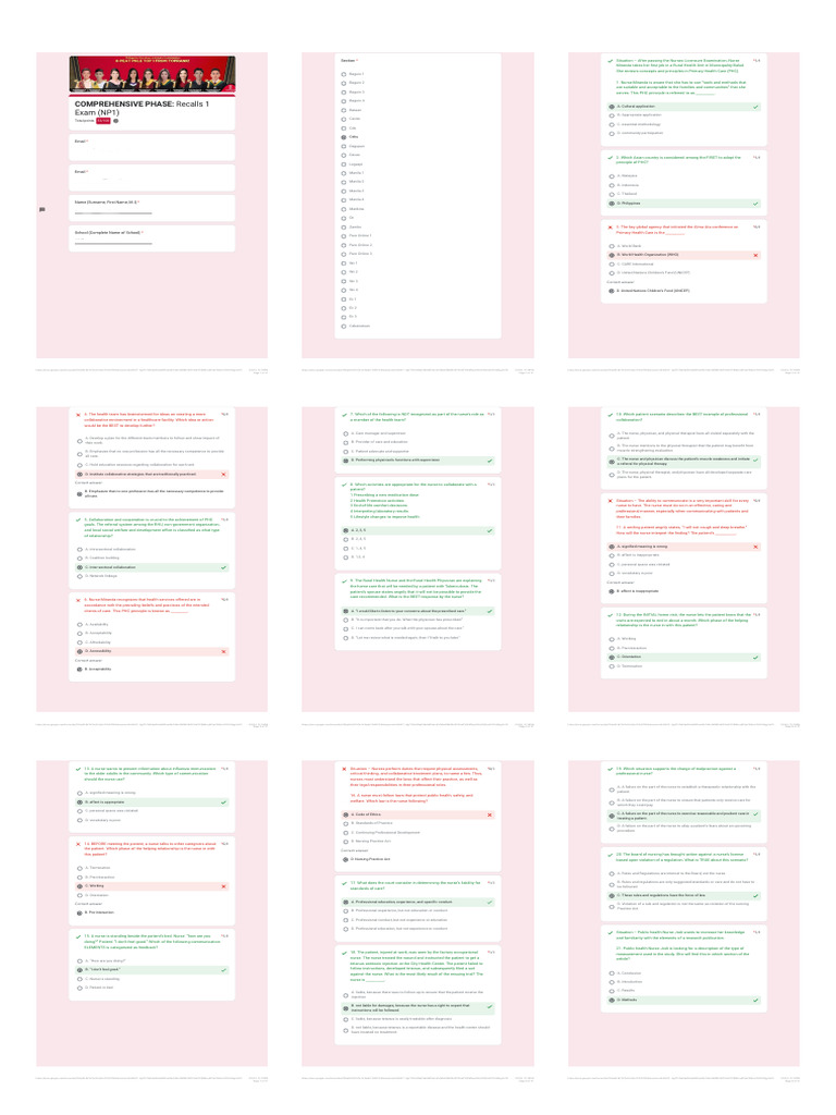 COMPREHENSIVE PHASE Recalls 1 Exam NP1 | PDF | Nursing | Physical Therapy