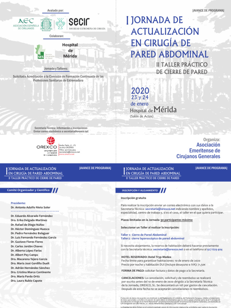 Jornada de Actualización en Cirugía de Pared Abdominal: Mérida | PDF