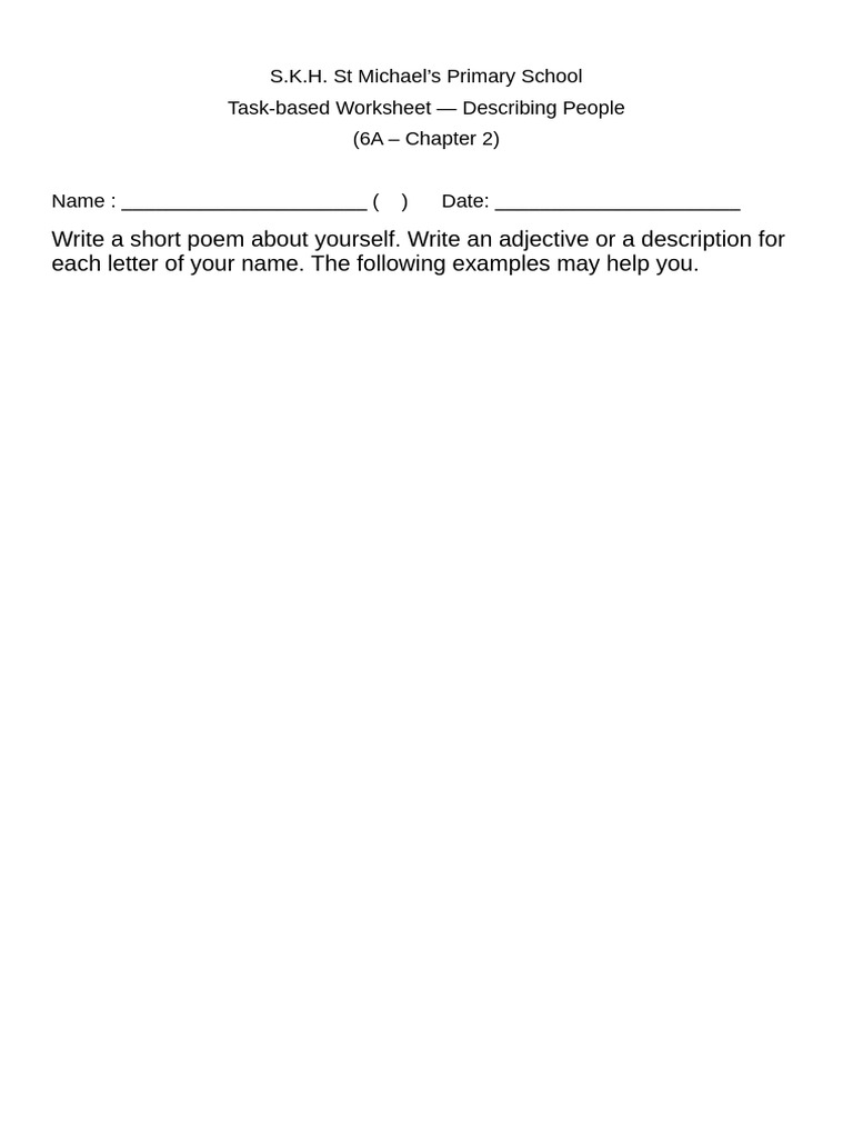 Task - Based Worksheets (6A Chapter 2) | PDF