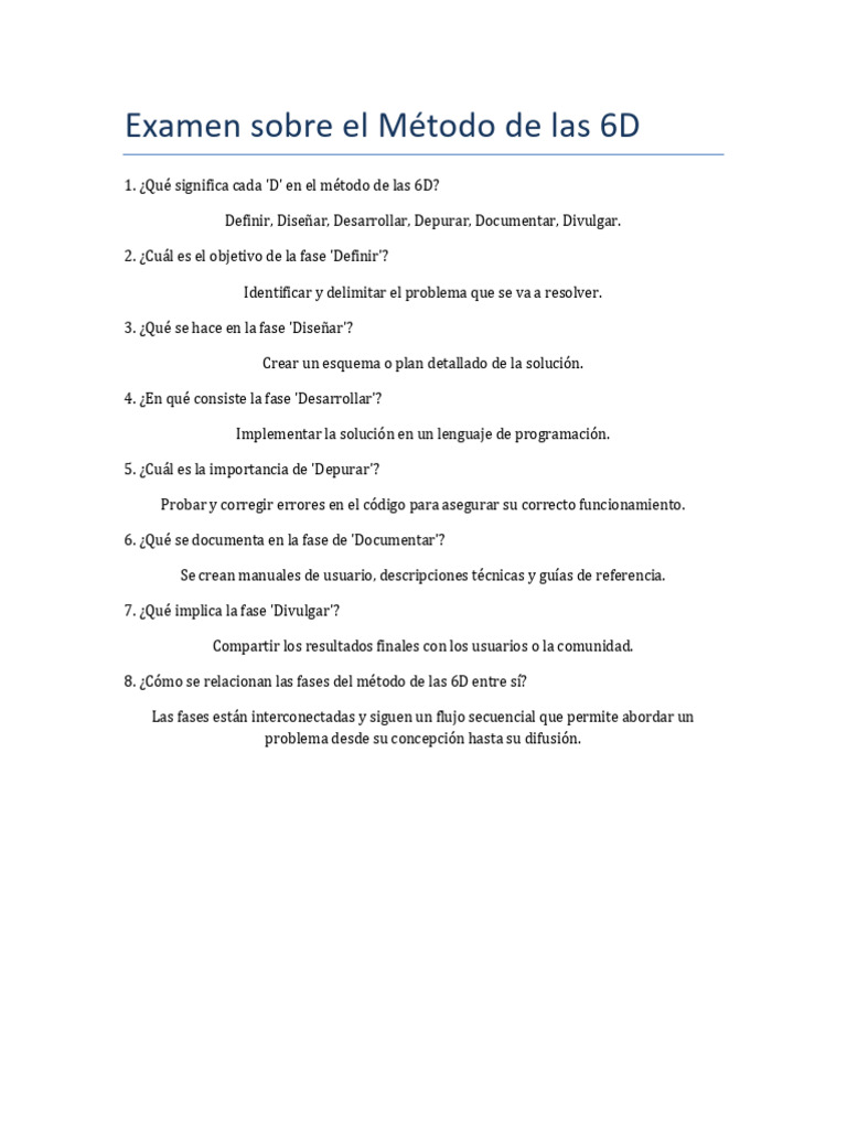 Método de las 6D: Fases y Objetivos | PDF