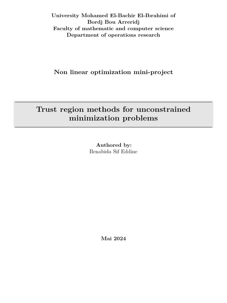 Trust region methods | PDF | Mathematical Optimization | Eigenvalues And Eigenvectors