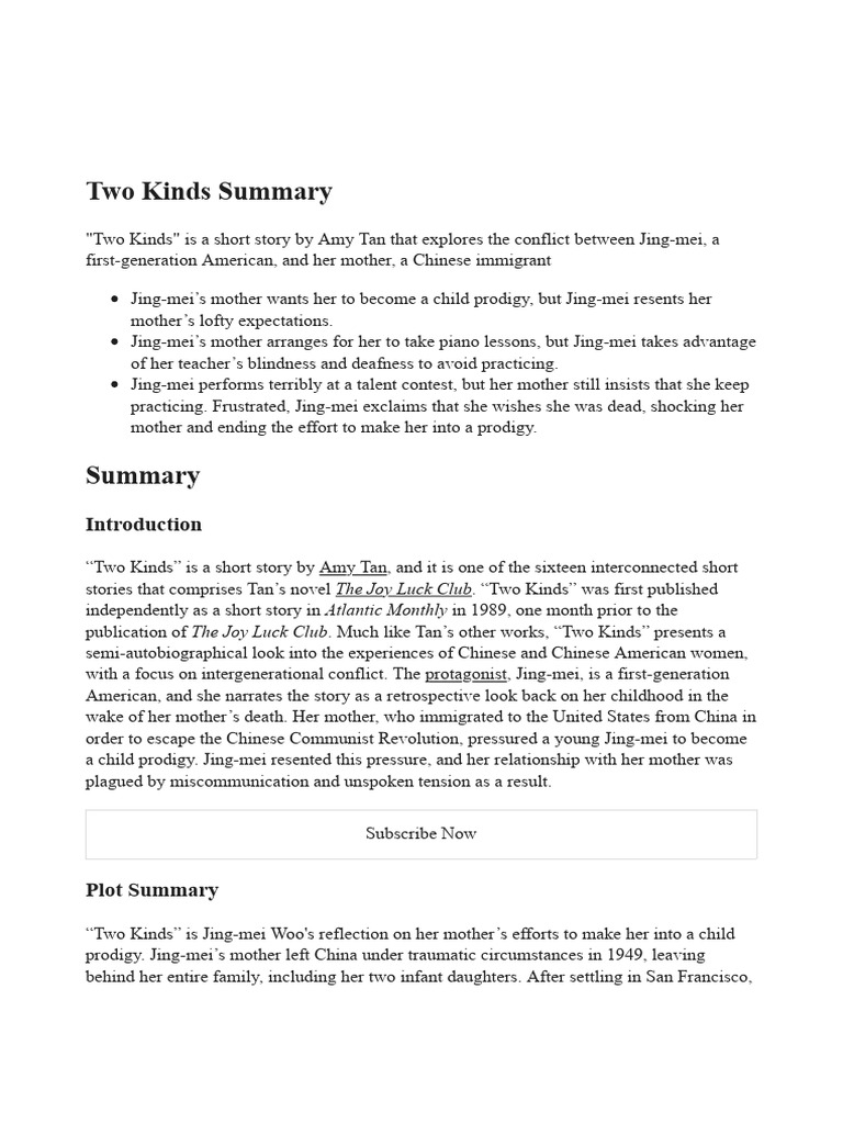 Two Kinds Summary | PDF