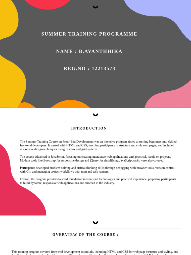 Summer Front End | PDF | Java Script | World Wide Web