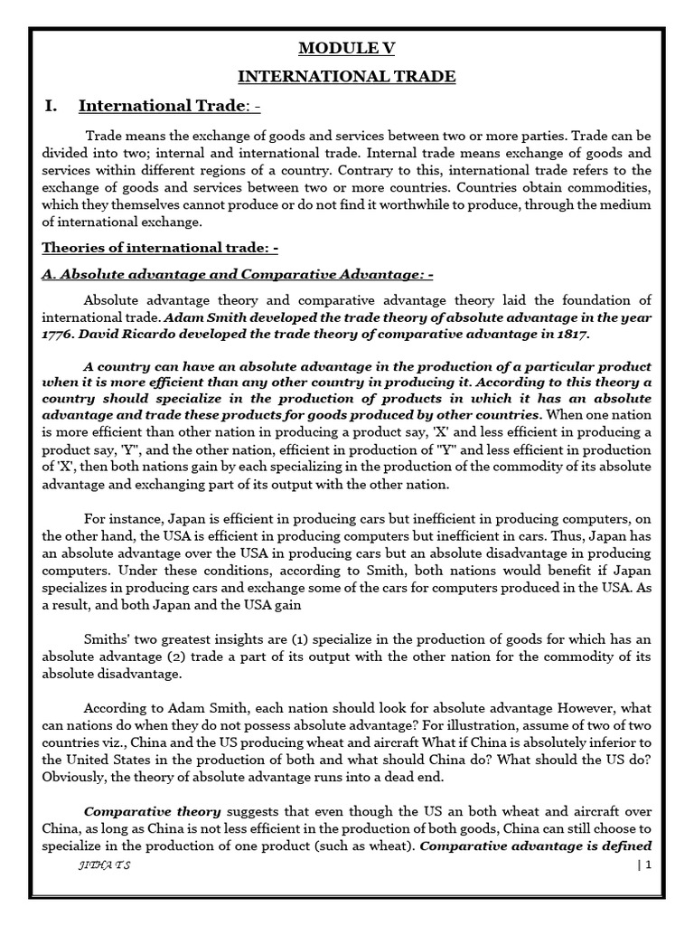 IEFT MODULE 5 | PDF | Balance Of Payments | Tariff