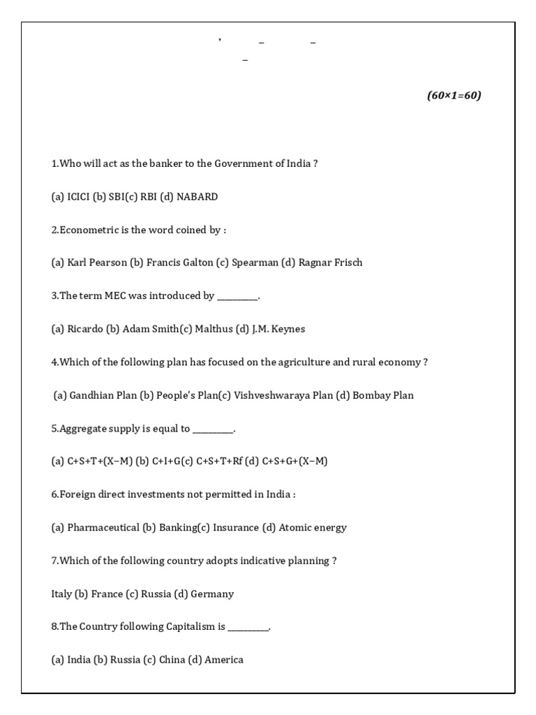 12th Economics One Mark Questions 2023-24 | PDF | Aggregate Demand ...