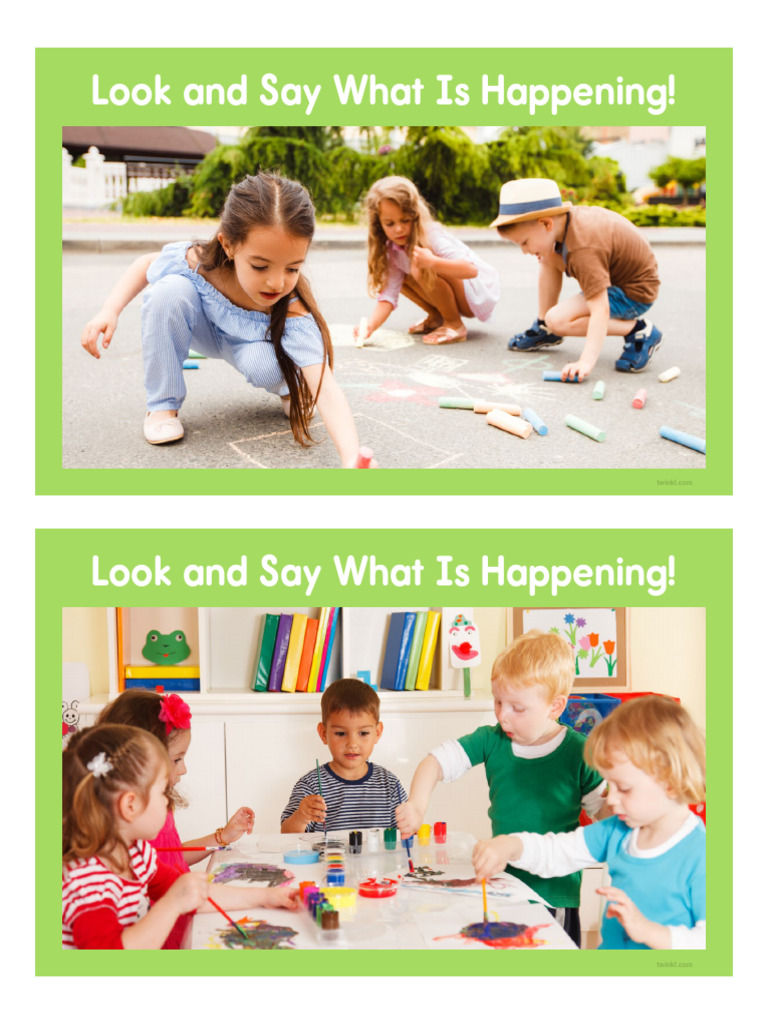 What Are They Doing at School Look and Say What is Happening Cards for ...