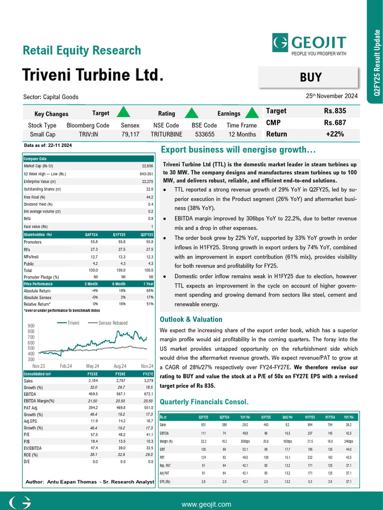 Geojit Sees 22 - UPSIDE in Triveni Turbine | PDF | Equity (Finance ...