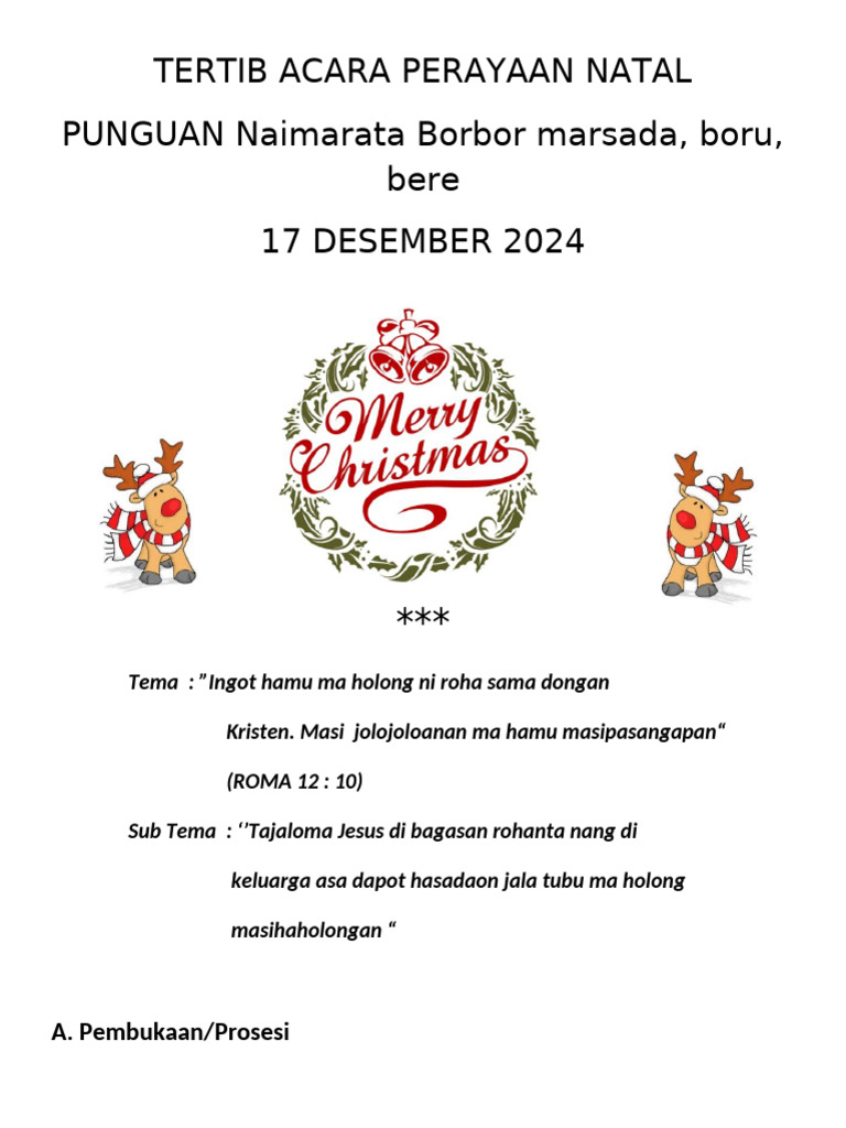 Tertib Acara Perayaan Natal Punguan Situ | PDF