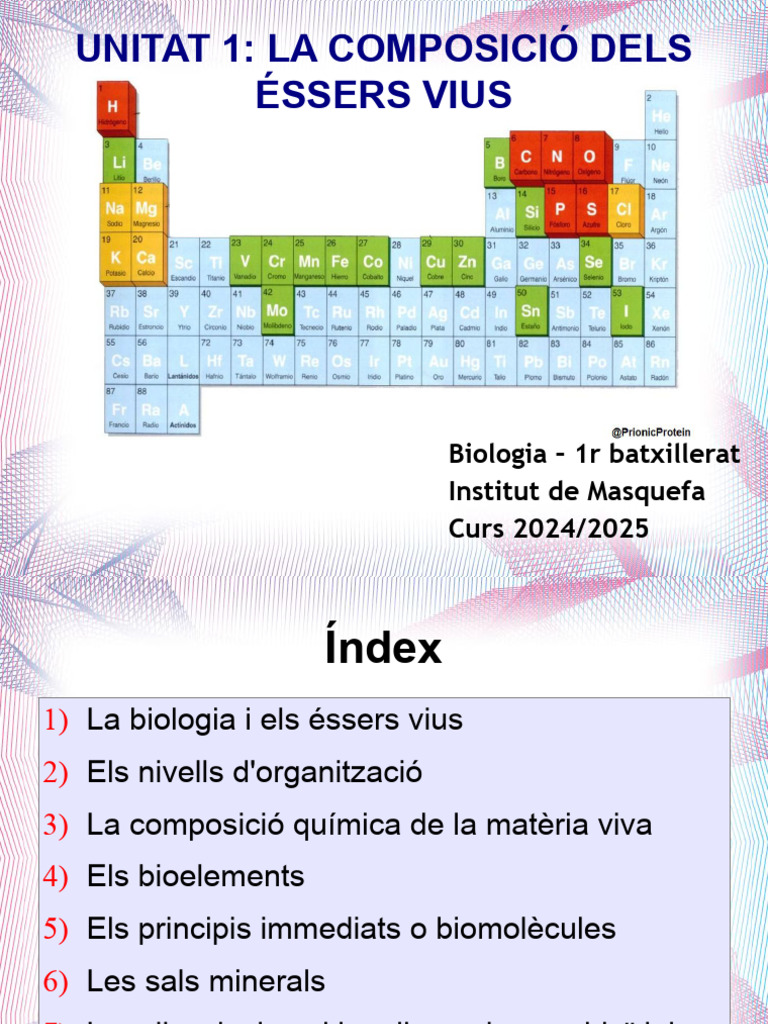 Unitat 1 - Composició Éssers Vius 24-25 | PDF