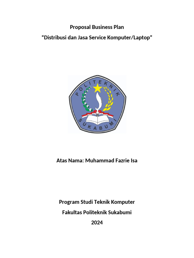 Rencana Usaha Jasa Service Komputer 2024 | PDF