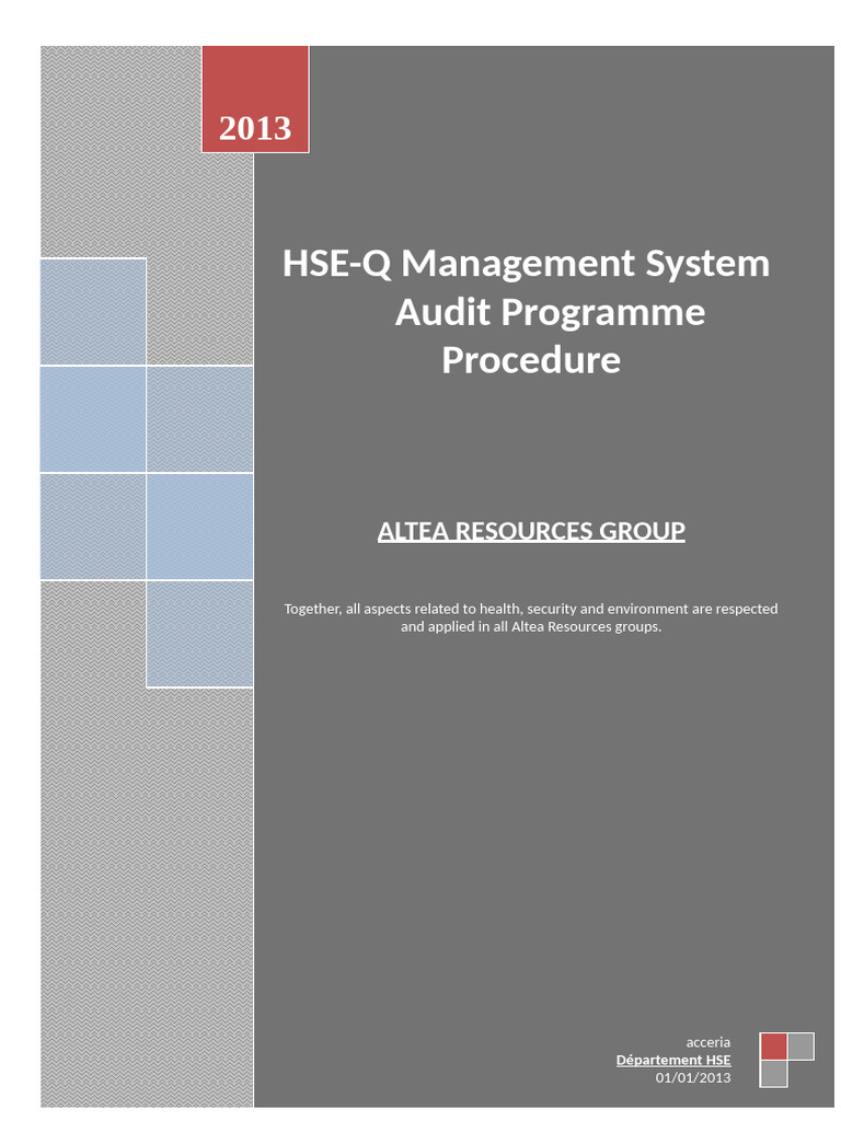 Altea_ HSEQ Management System_Audit Programme Procedures | PDF | Audit | Auditor's Report