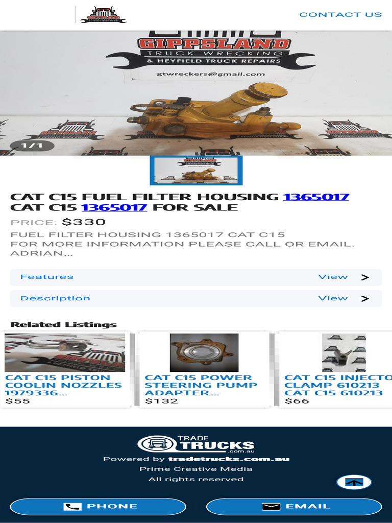 Filter Housing 1365017 Cat C15 1365017 | PDF