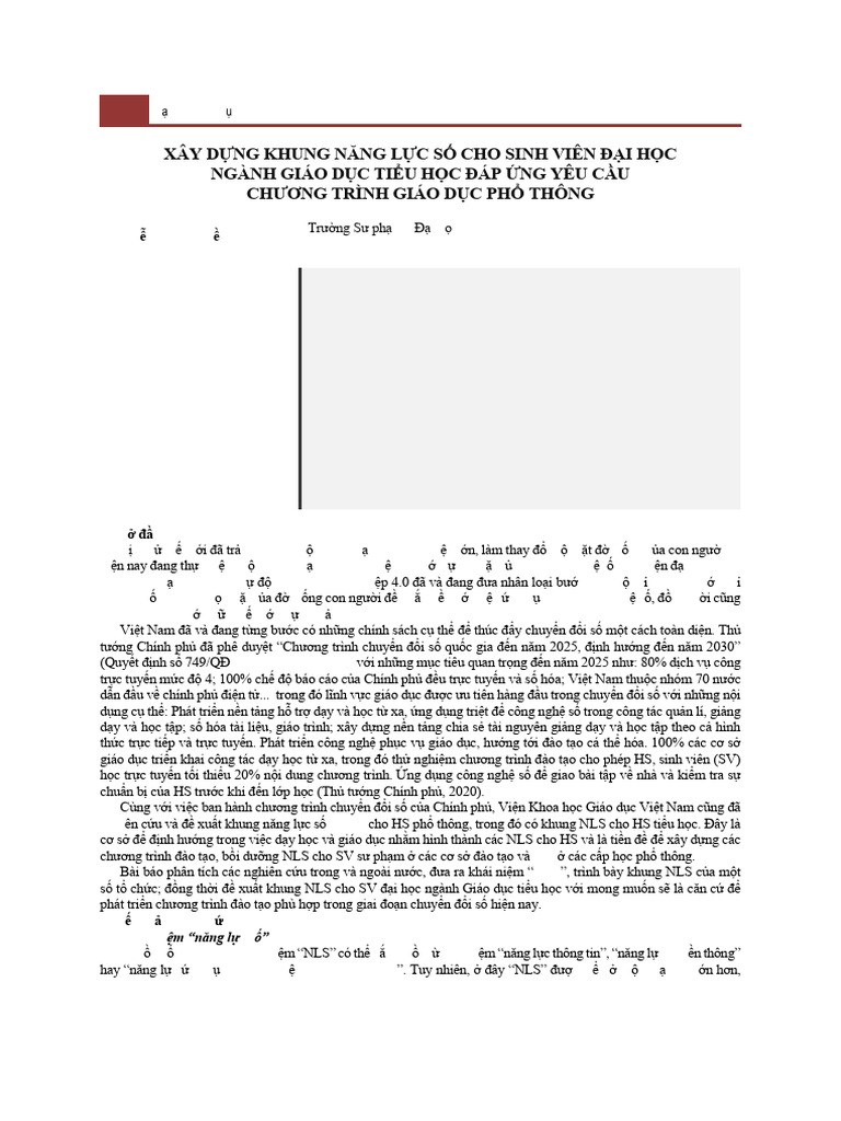 Xy DNG Khung NNG LC S Cho Sinh Vin I HC NGNH Gio DC Tiu HC P NG Yu Cu CHNG TRNH Gio DC PH THNG | PDF
