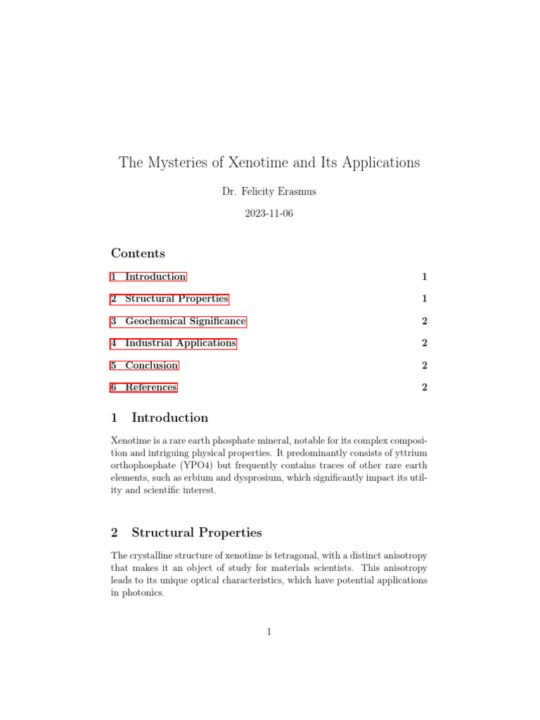 Xenotime: Properties and Industrial Uses | PDF | Atoms | Materials